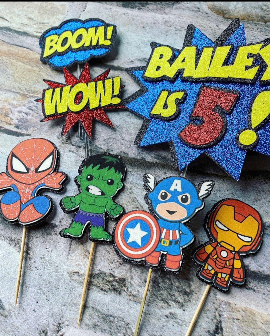 Superhero / Comic Book Themed Cake Topper personalised - Etsy