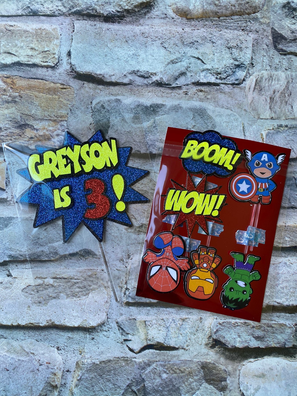 Superhero / Comic Book Themed Cake Topper personalised - Etsy UK