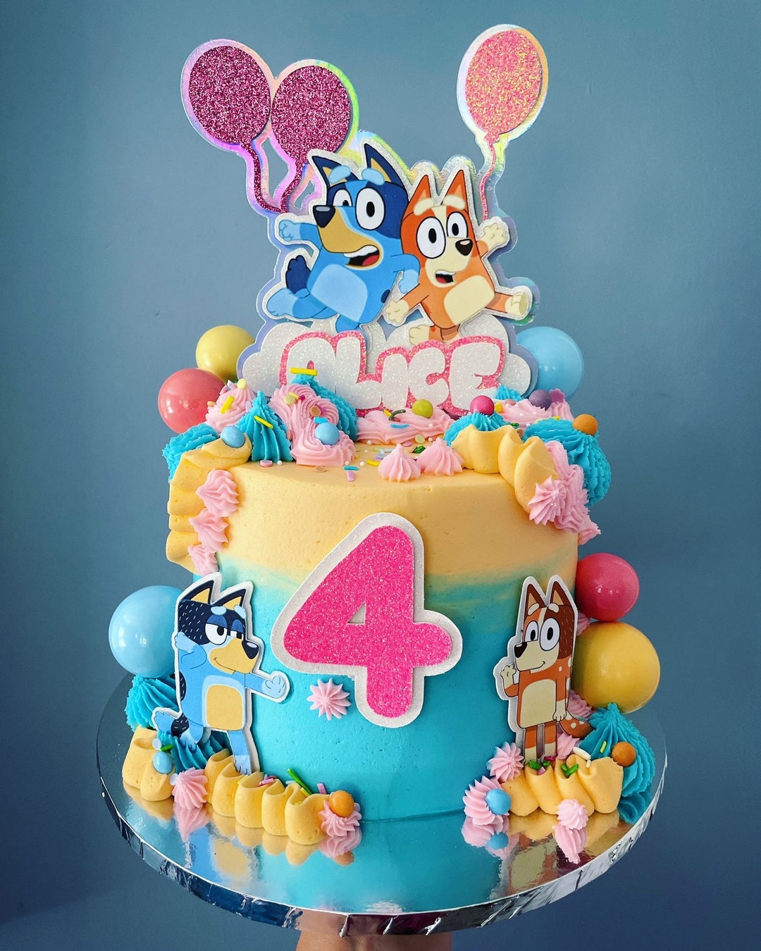 Bluey Themed Cake Topper Set in Pink Bingo / Cartoon / Birthday ...