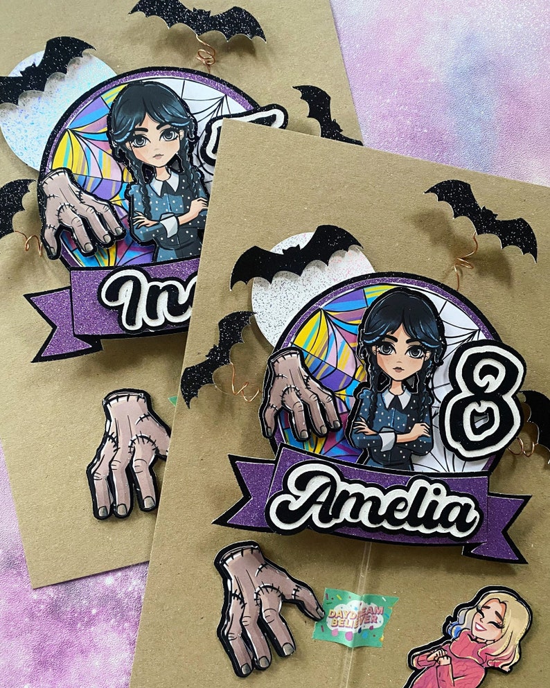 Wednesday Addams Themed Personalised Cake Topper Birthday - Etsy