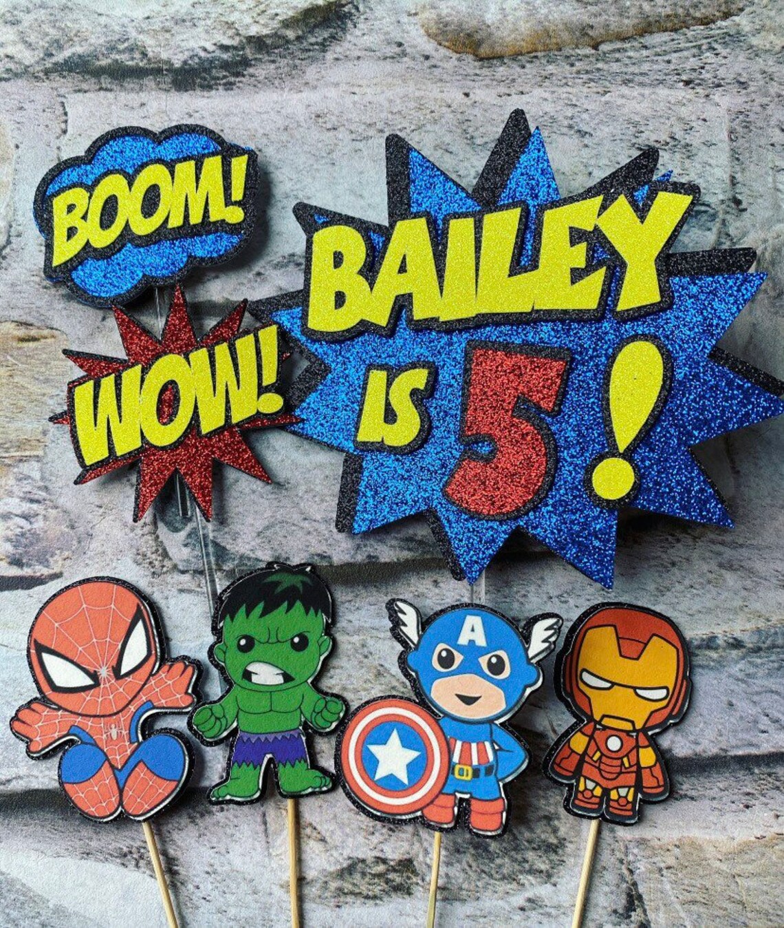 Superhero / Comic Book Themed Cake Topper personalised - Etsy