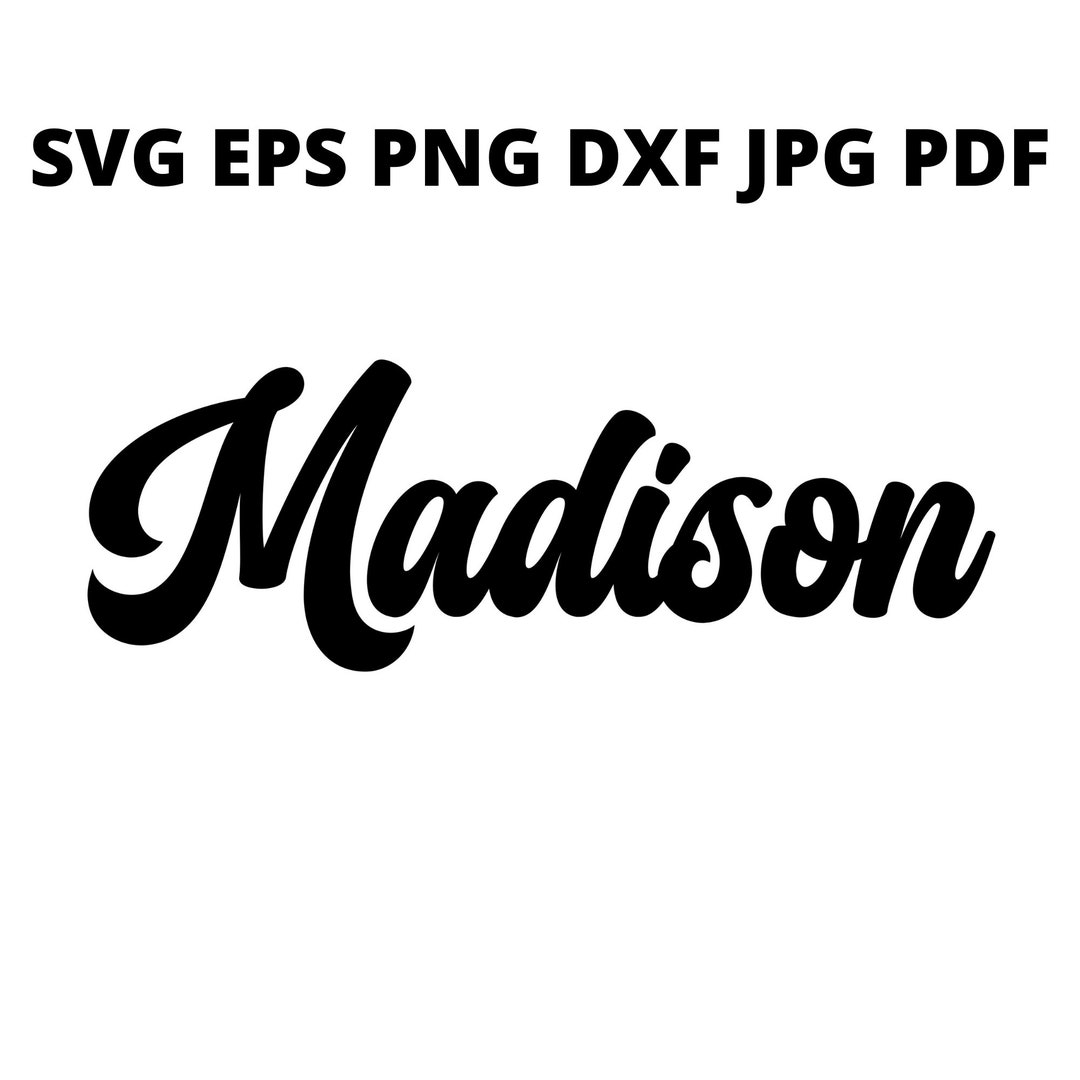 Black and White Madison SVG Clipart, Family Name Jpg Digital Download ...