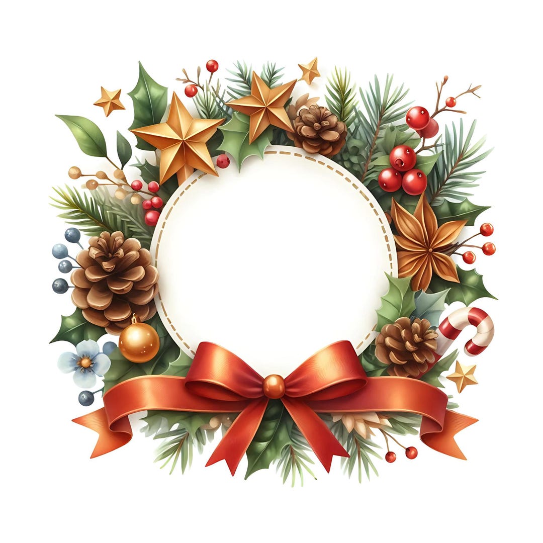 Plain Round Christmas Sign PNG Clipart, Xmas Name Tag Illustration ...