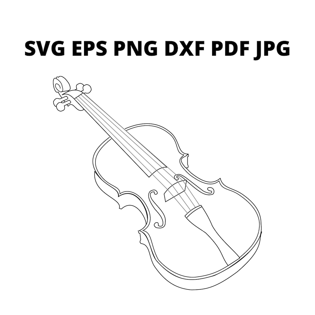 Violin Silhouette SVG Clipart, Black and White Musical Instrument Image ...