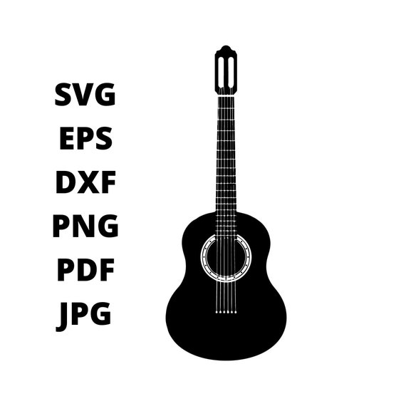 Black And White Guitar Clipart