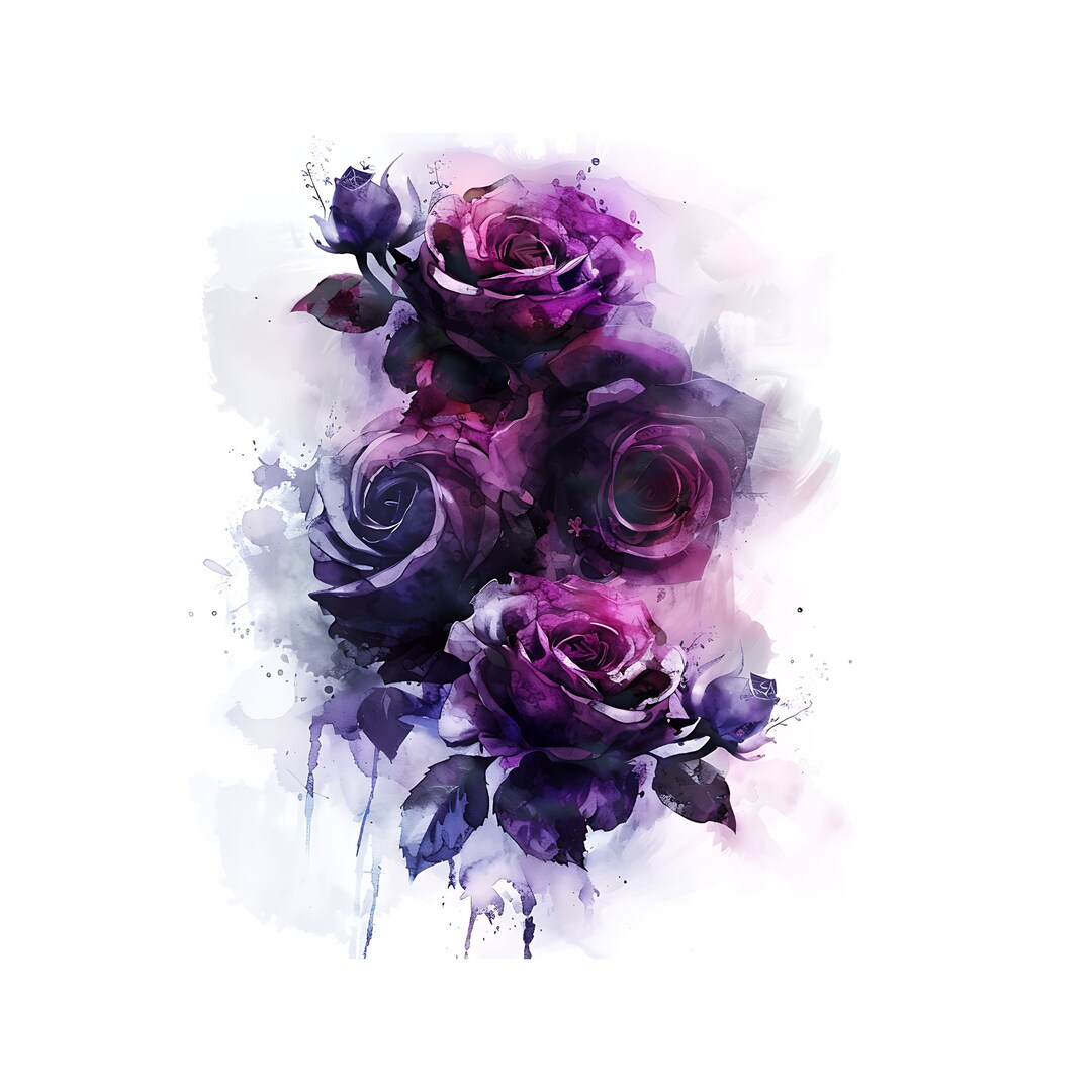 Dark Goth Roses PNG Clipart, Purple Gothic Flowers PNG Download, Emo ...