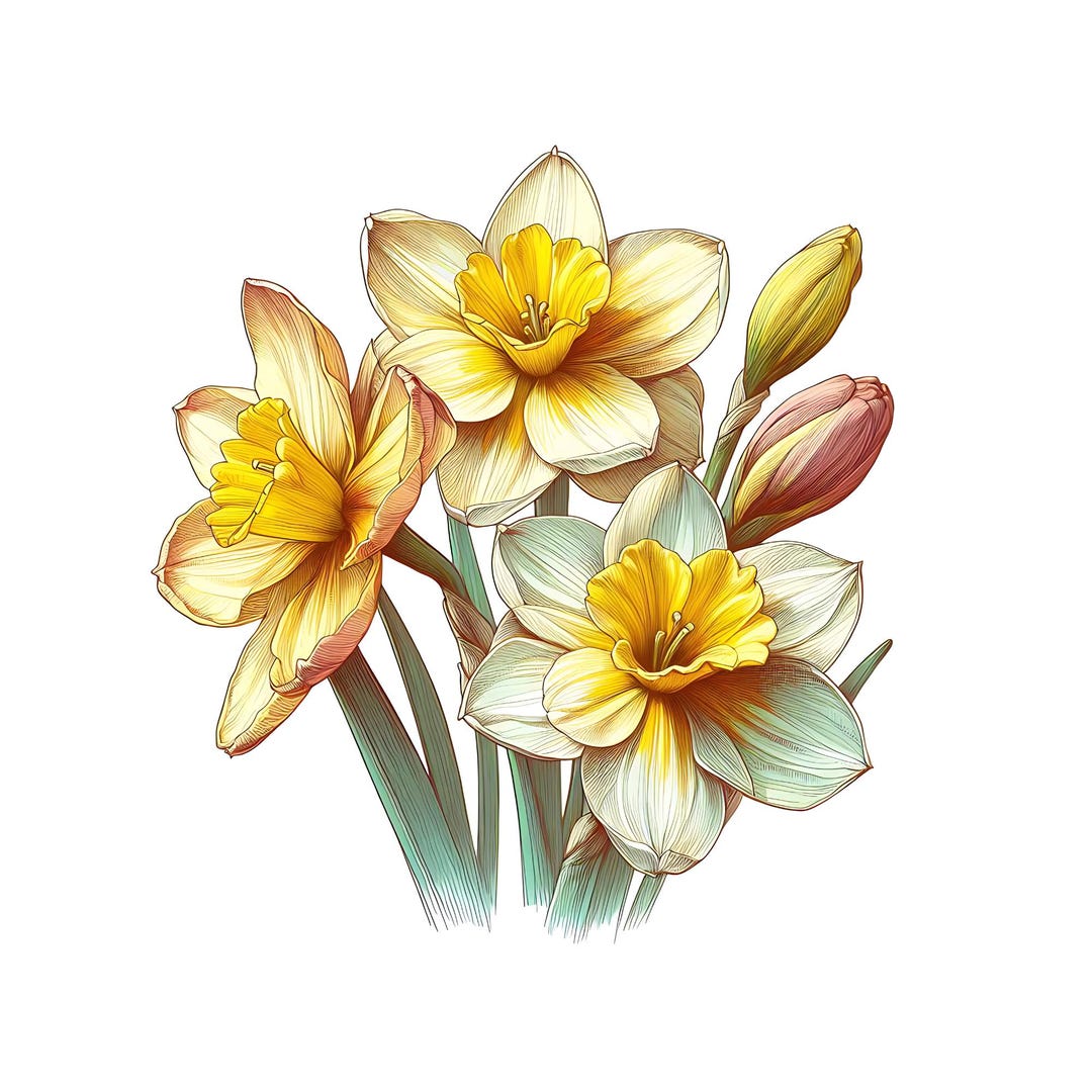 TRANSPARENT March Birth Month Flowers PNG Clipart, Watercolor Jonquil ...