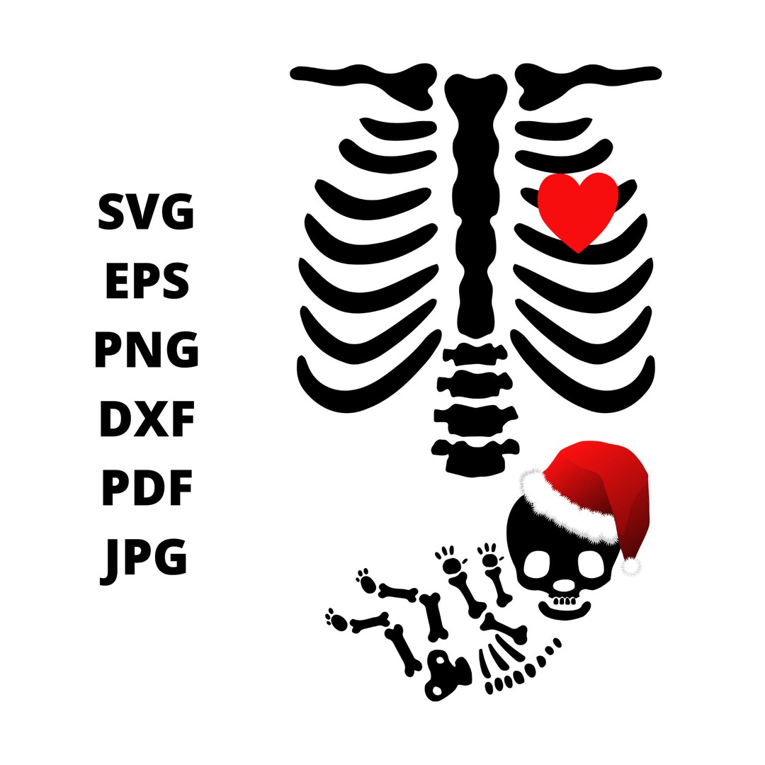 Pregnant Christmas Skeleton SVG Clipart, Pregnancy Xmas Digital ...