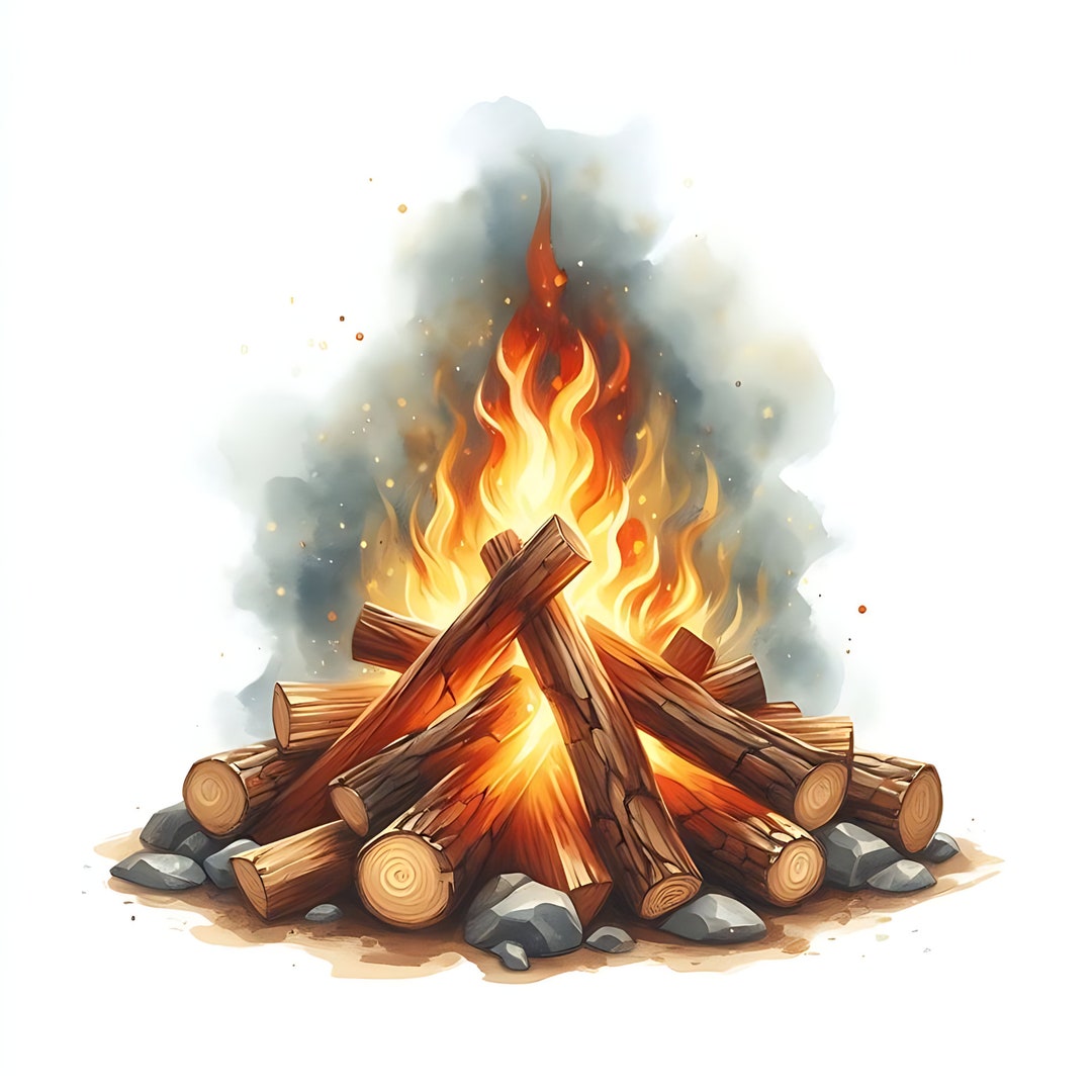 Summer Camp Fire PNG Clipart, Camping Download, Wood Bonfire Print ...