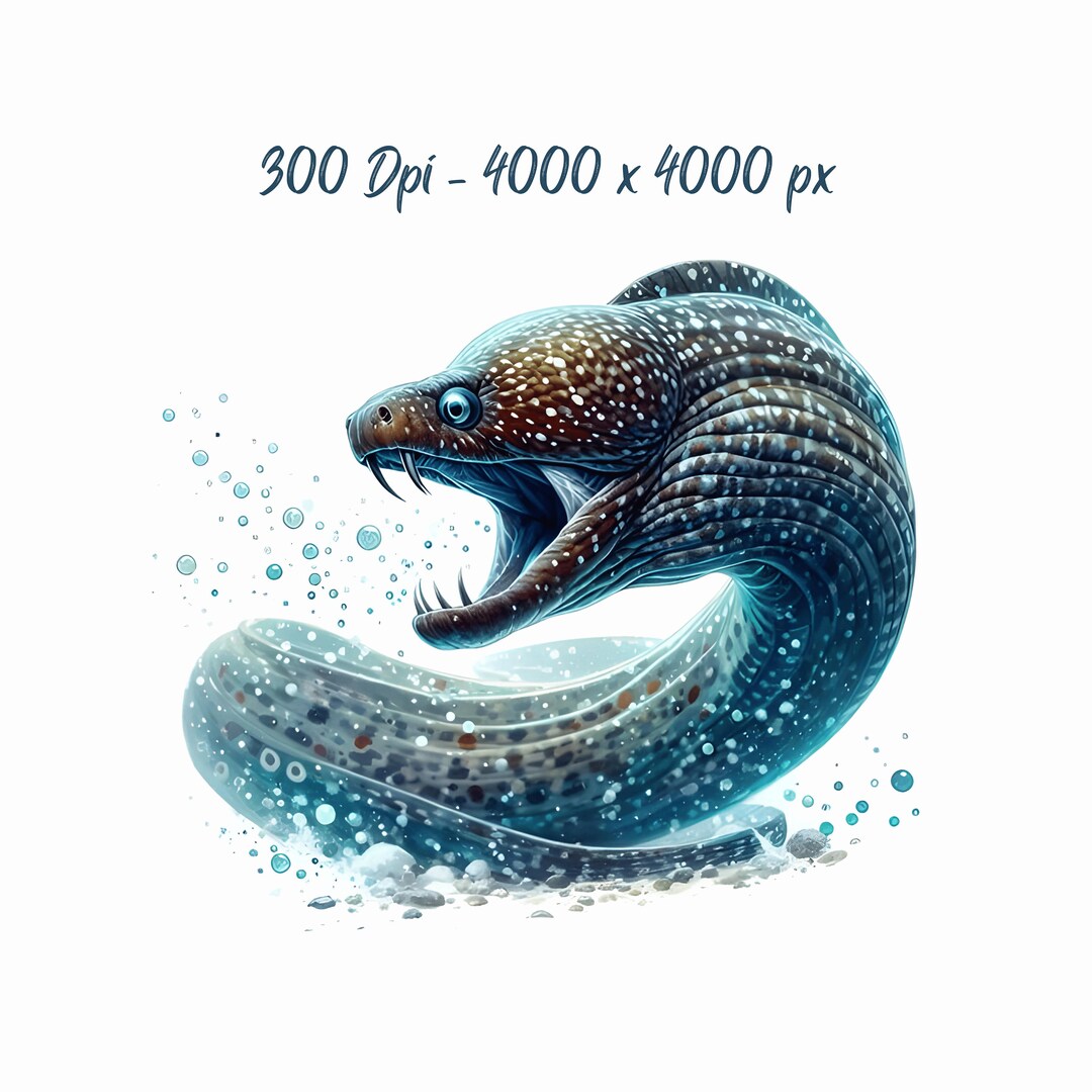 Attacking Moray Eel PNG Clipart, Watercolor Moray Eel Fishing Angler ...