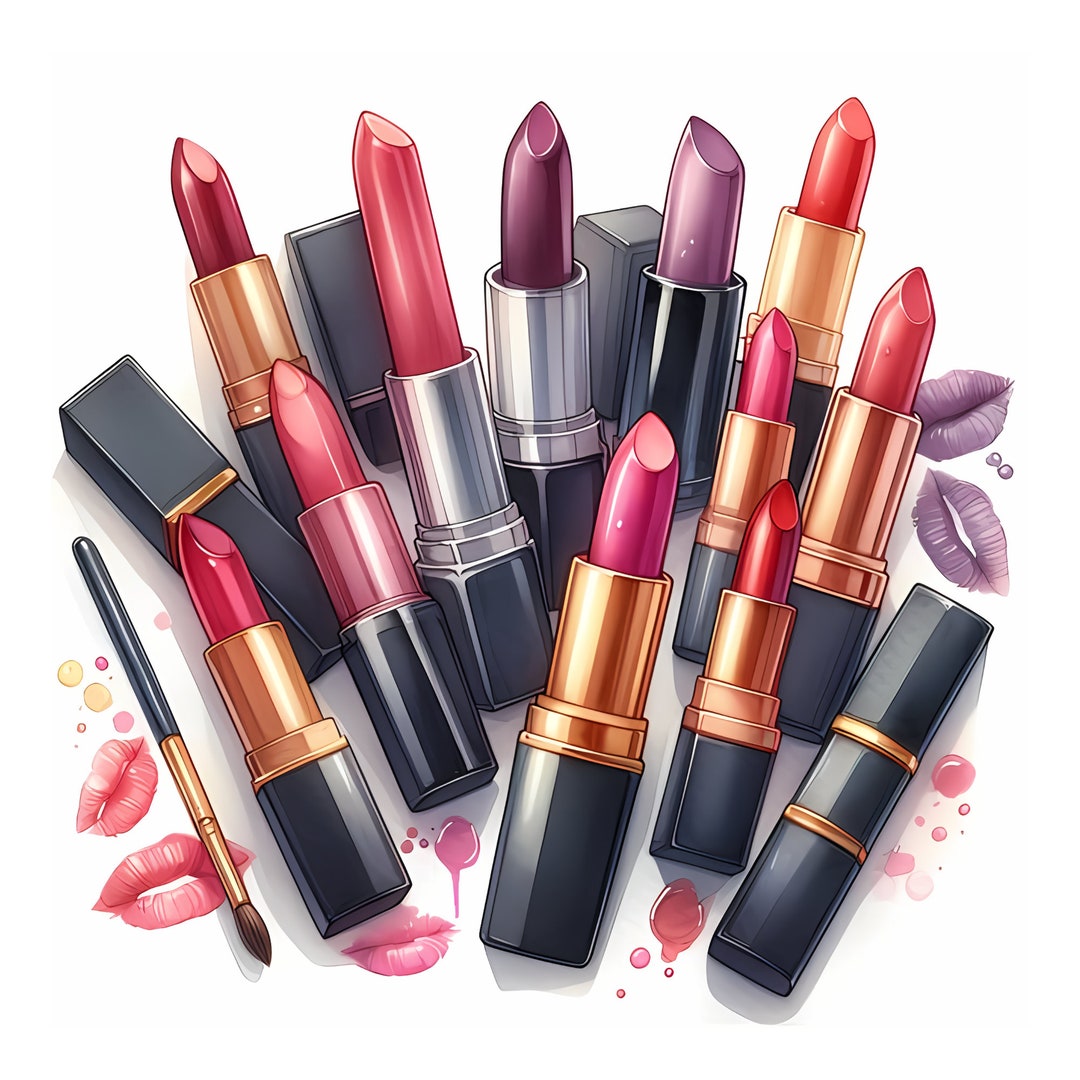 Lipsticks Watercolor PNG Clipart, MUA Tools Download, Make up Promo ...