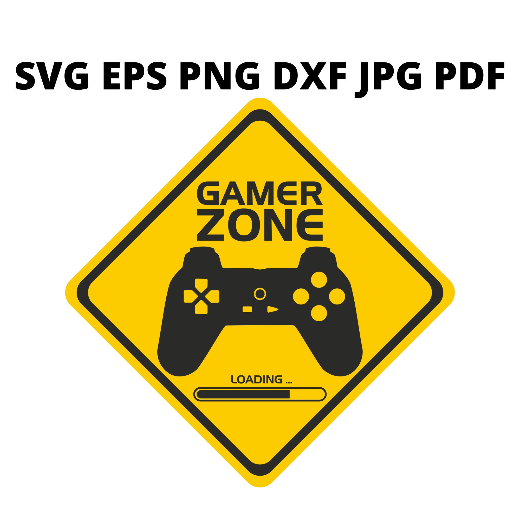 Yellow Gamer Zone Sign SVG Clipart, Gaming Loading Jpg Digital Download ...