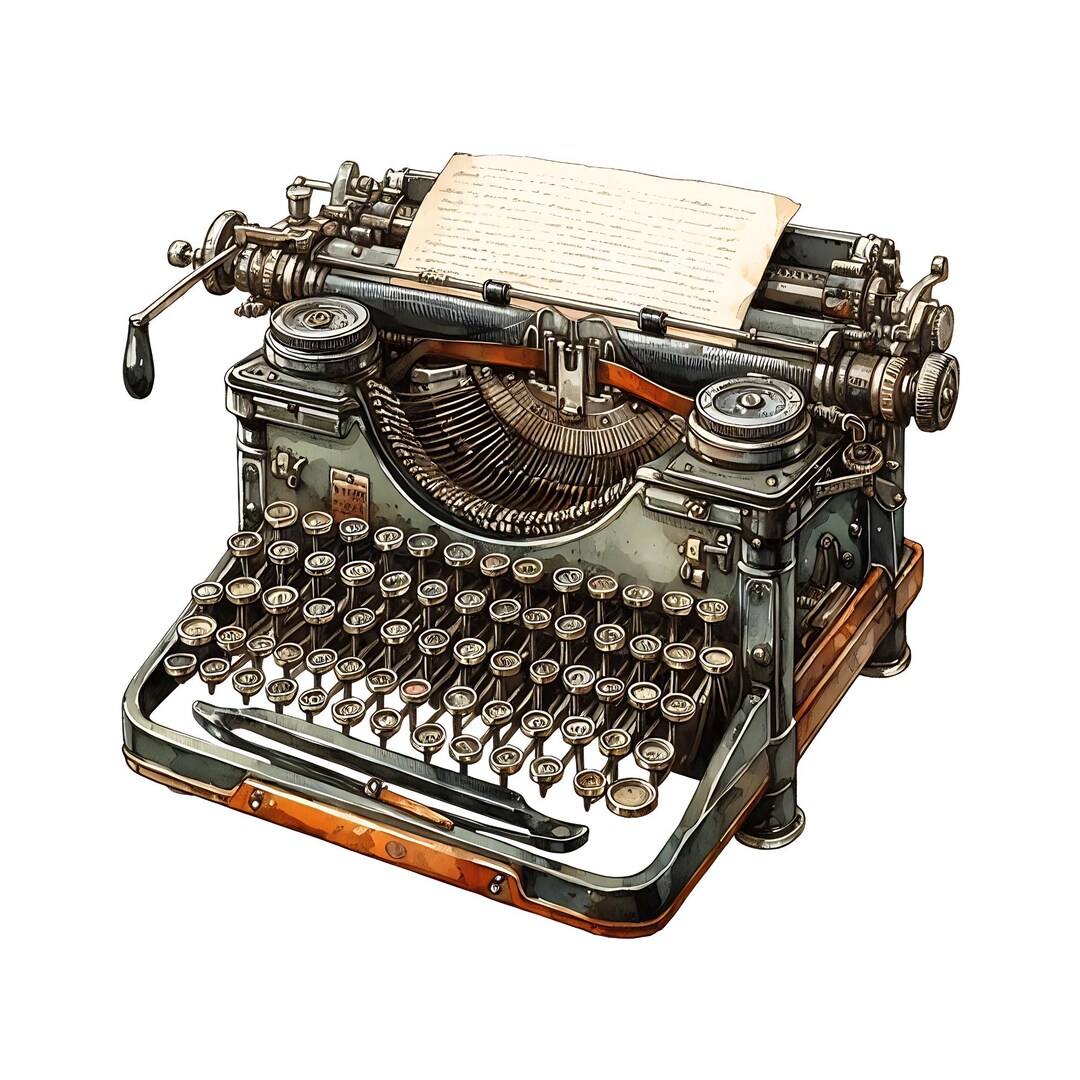 Watercolor Old Typewriter PNG Clipart, Vintage Typing Machine ...