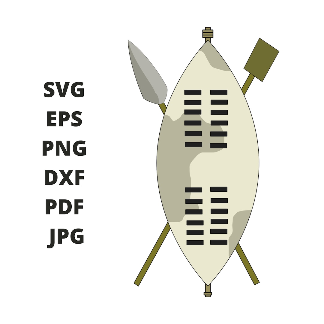 Zulu Shield & Spear SVG Clipart, Tribal African Shield Cricut Digital ...