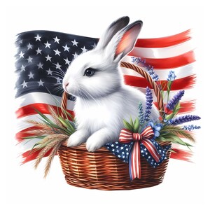 Rabbit in A Basket Independence Day PNG Clipart, 4th July Bunny ...