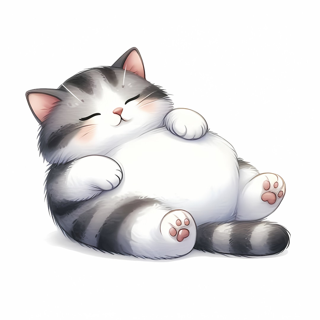 Cute Sleeping Fat Cat PNG Clipart, Chubby Kitten PNG Download, Baby ...
