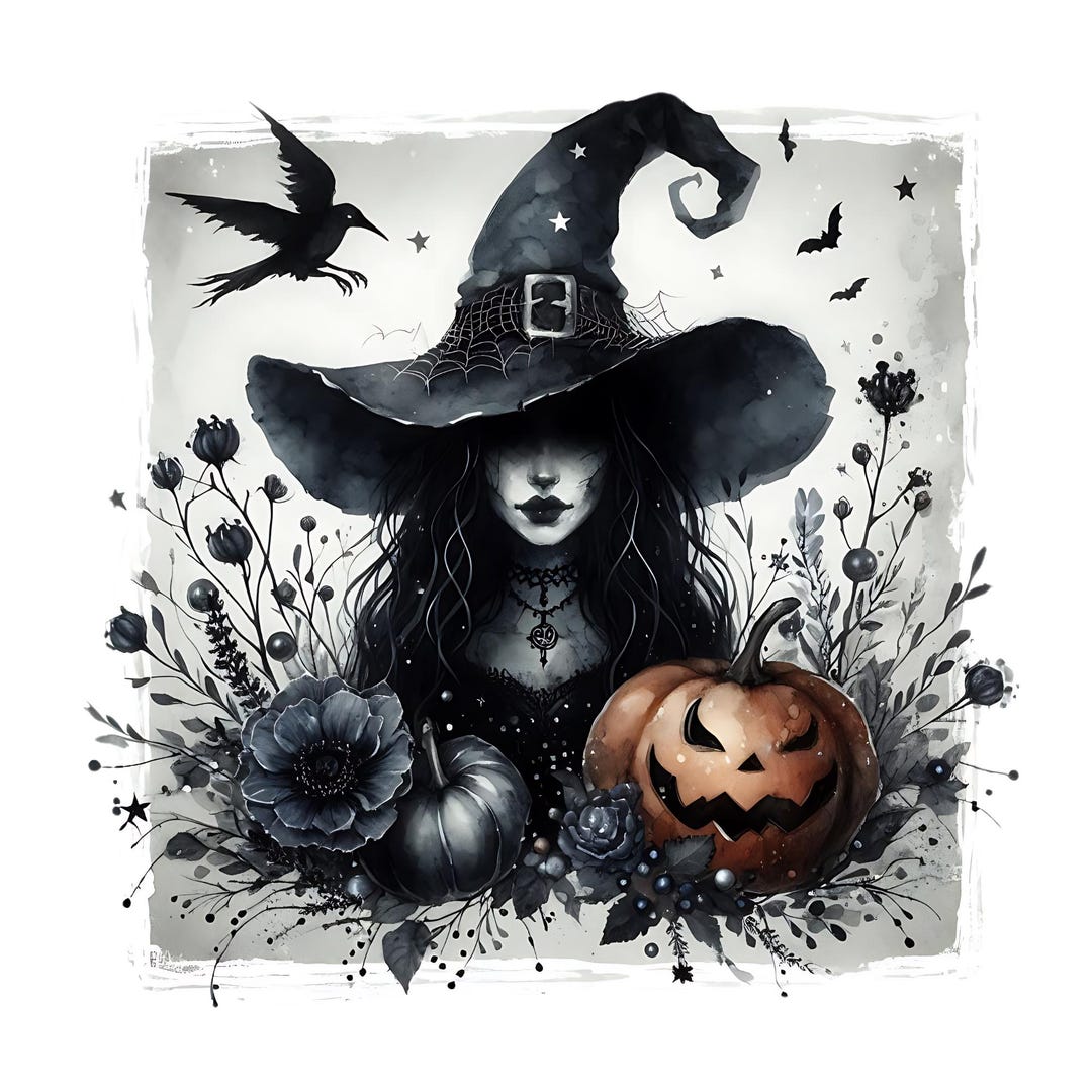 Transparent Dark Halloween Witch PNG Clipart, Floral Wizard ...