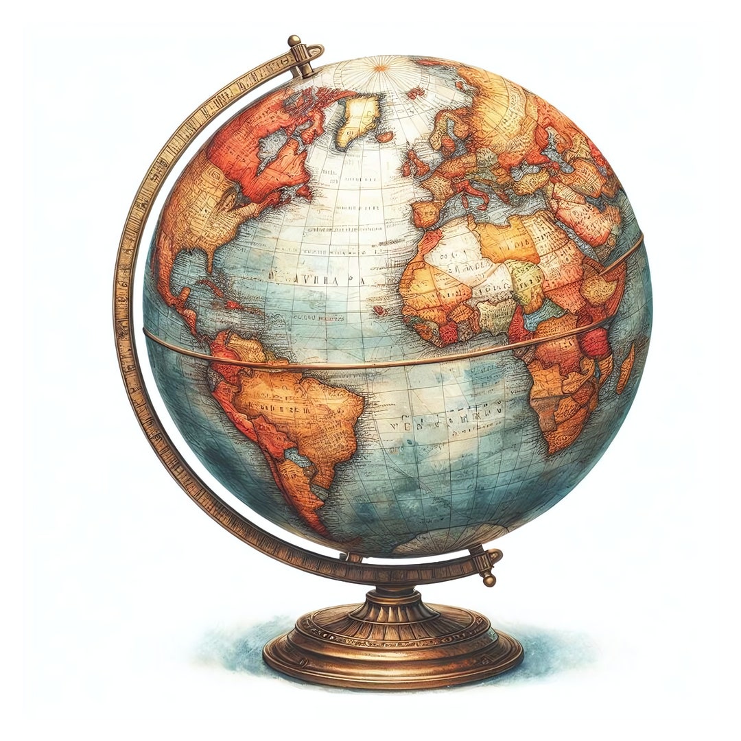 Vintage Old Globe PNG Clipart, Map of the Planet Earth Download ...