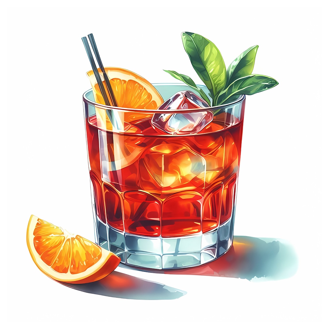 Negroni Cocktail Clipart, Alcoholic Drink PNG Download, Bar Menu Art ...
