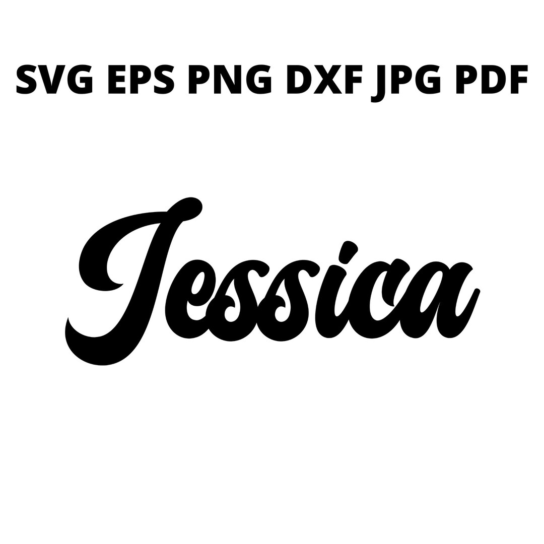 Black and White Jessica SVG Clipart, Nursery Room Decor Jpg Digital ...