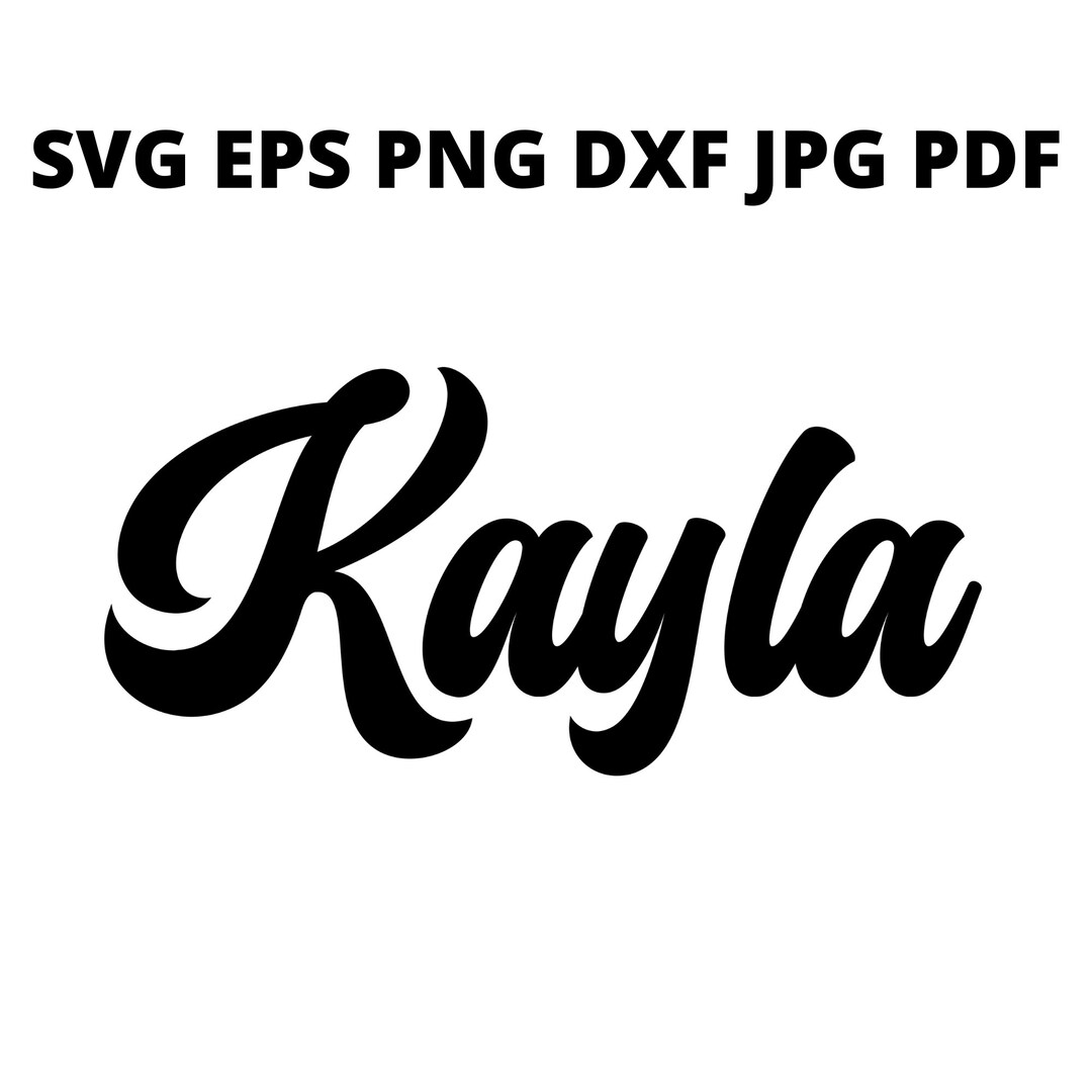 Black and White Kayla SVG Clipart Girl's Name Jpg Digital - Etsy
