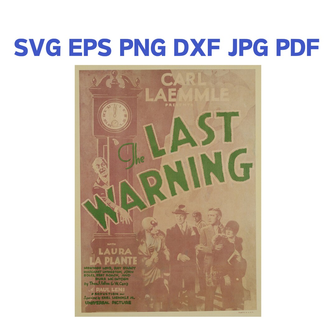 1929 the Last Warning Movie Poster SVG Clipart, FULL COMMERCIAL Use, Mystery Film Download ...