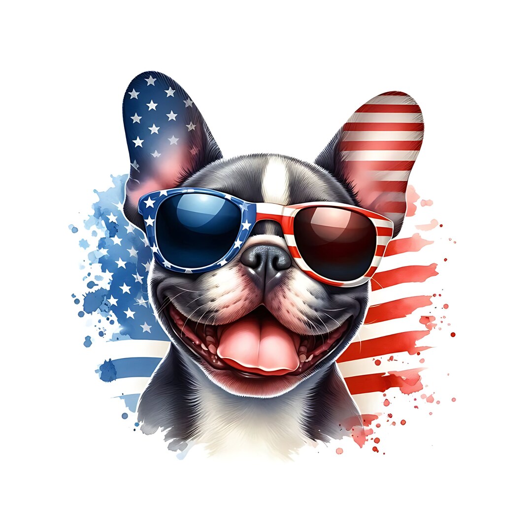 French Bulldog Sunglasses 4th July Flag PNG Clipart, Frenchie ...