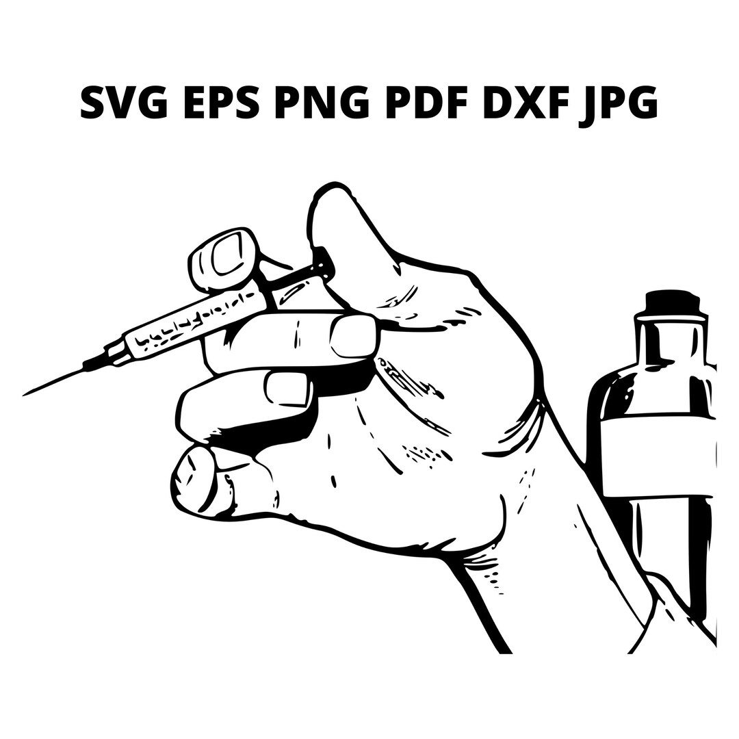 Syringe in Hand Medical SVG Clipart, Hospital Doctor Digital Download ...
