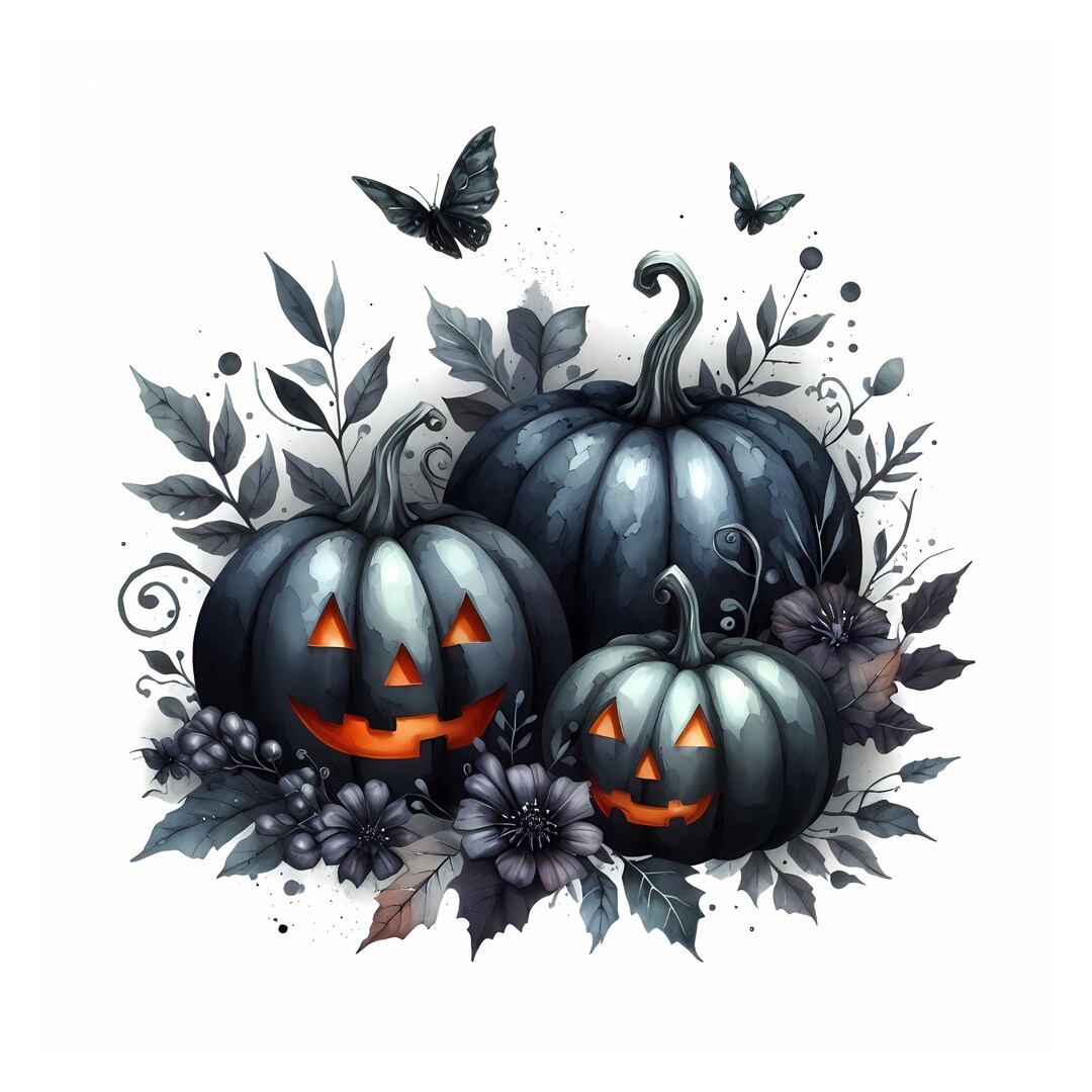 Dark Moody Halloween Pumpkins PNG Clipart, Scary Vegetable Illustration ...