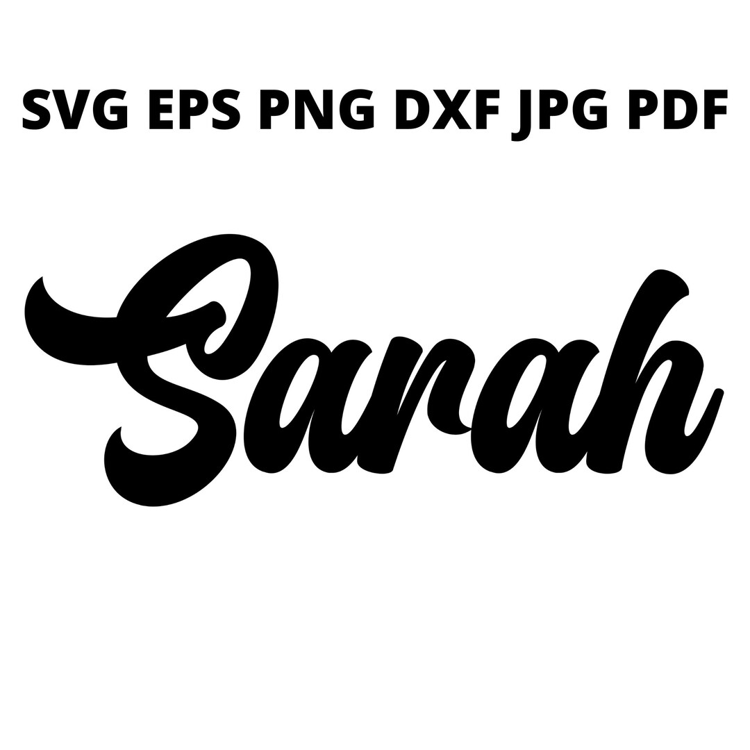 Black and White Sarah SVG Clipart Girl's Name Jpg Digital - Etsy Australia