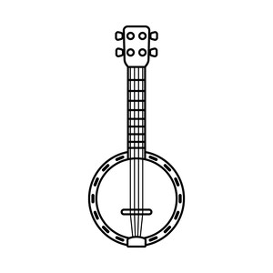 Black and White Banjo Silhouette SVG Clipart, Musical Instrument Image ...
