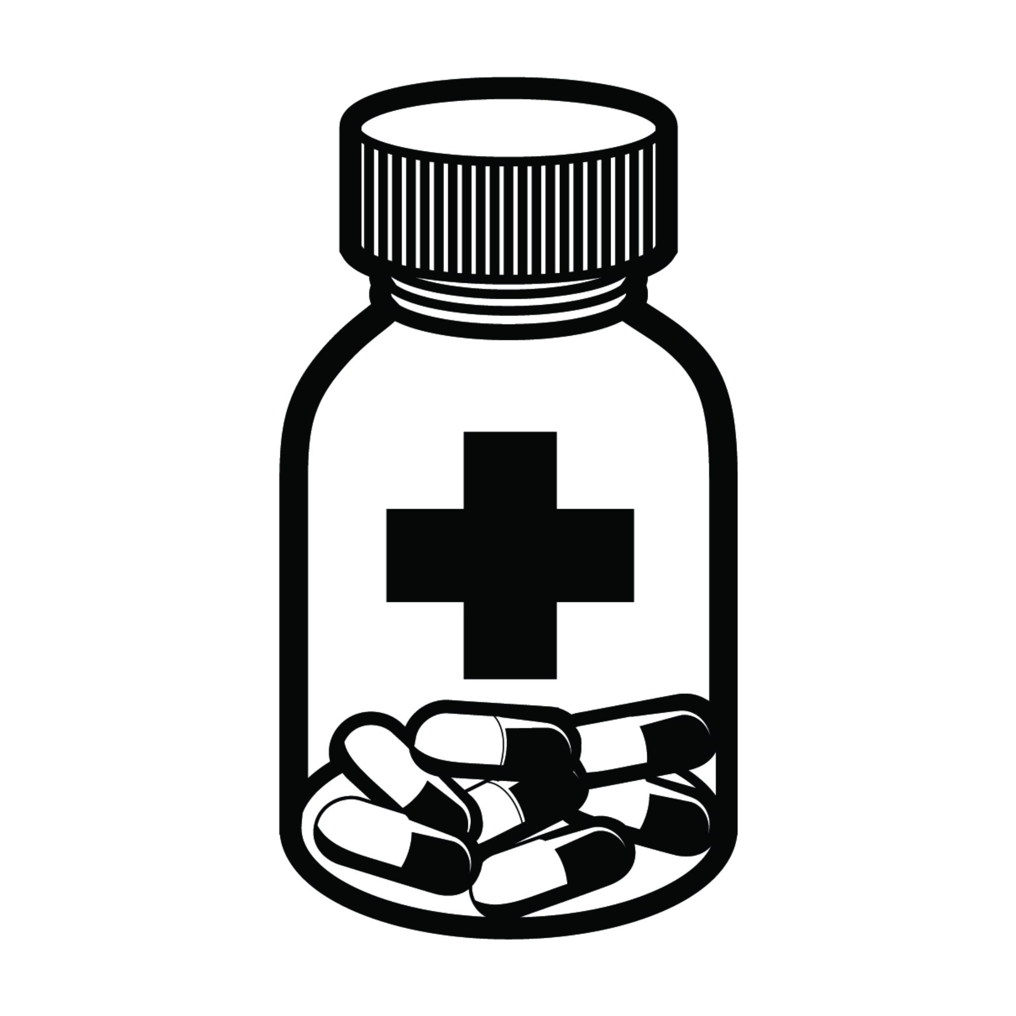Black And White Pills In A Bottle Svg Clipart Medicine Etsy