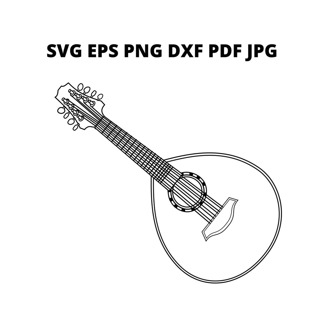 Mandolin Silhouette SVG Clipart, Mandolin Musical Instrument Image ...