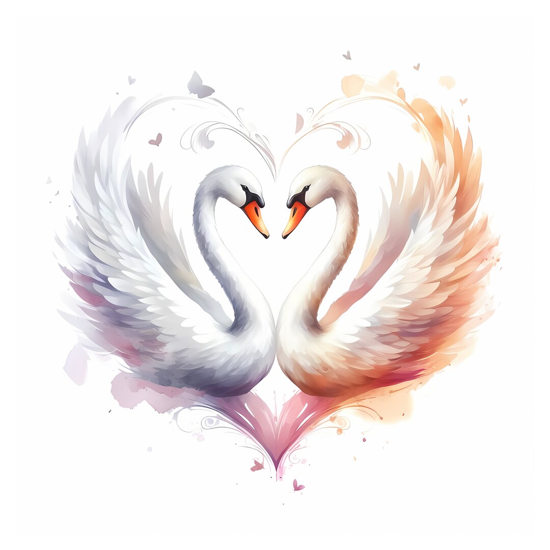 Romantic Swan Heart PNG Clipart, Loving Swans Download, Wedding ...