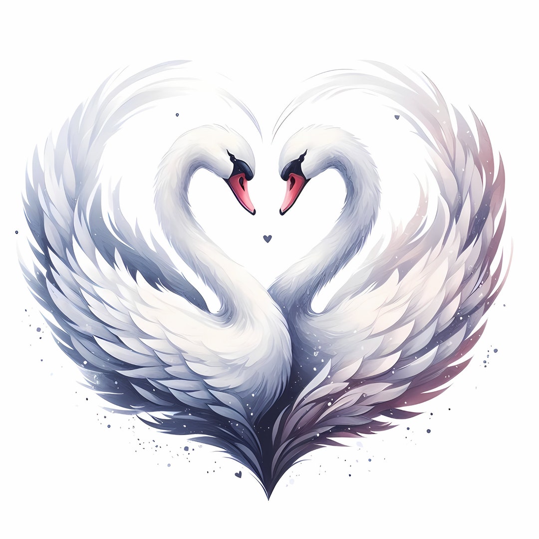 Swan Heart PNG Clipart, Romantic Swans Download, Wedding Invitation Art ...