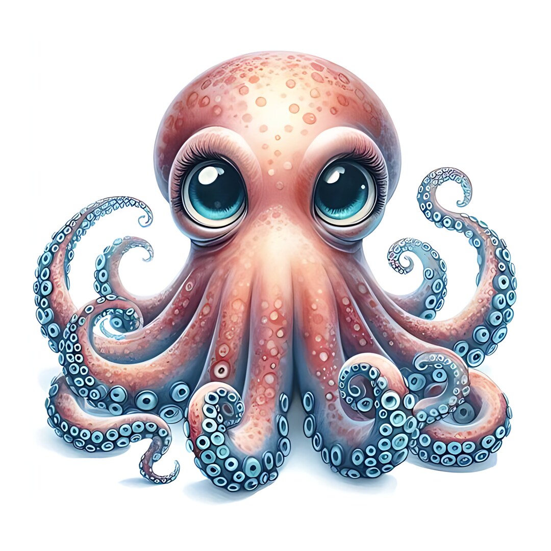 Cute Octopus PNG Clipart, Sea Animal PNG Download, Baby Octopus Graphic ...
