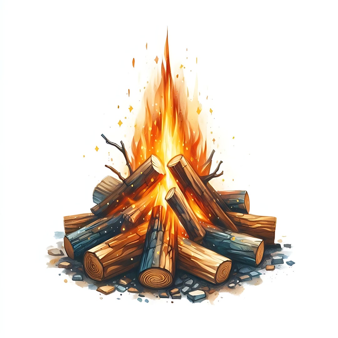 Summer Camp Fire PNG Clipart, Camping Download, Bonfire Print Clipart ...