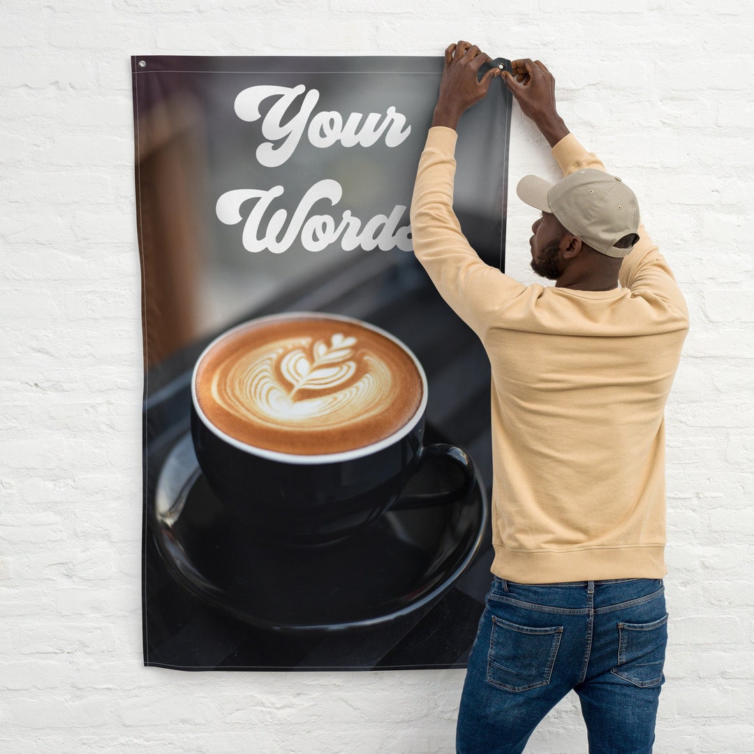 Personalized Coffee Cup Vertical Hang Indoor Outdoor Banner - Etsy