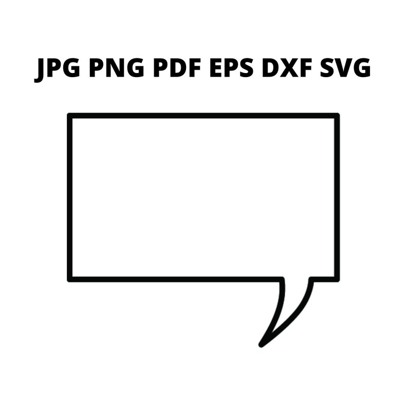 Rectangle Speech Bubble SVG Clipart Comic Text JPG Digital - Etsy
