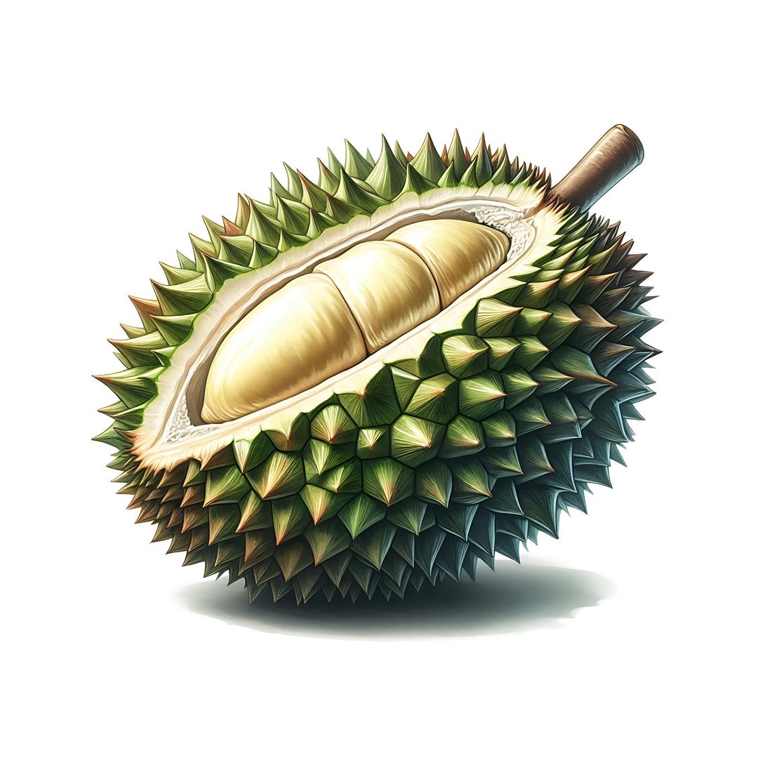 Green Durian Watercolor Clipart, Tropical Fruit Illustration PNG ...
