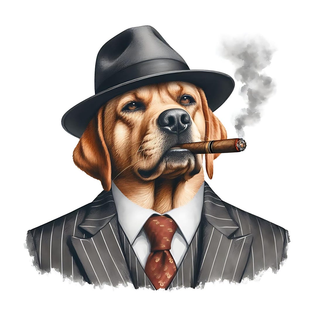 Gangster Labrador With Cigar PNG Clipart, Dog Boss PNG Download, Doggie ...