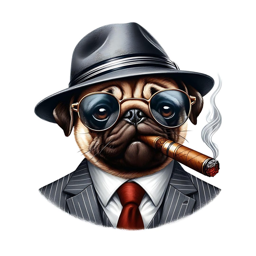 TRANSPARENT Gangster Pug PNG Clipart, Lawyer Dog With Cigar Download ...