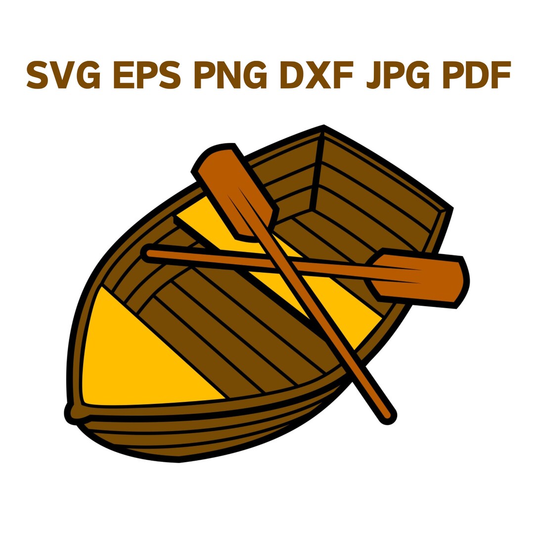 Rowing Boat SVG Clipart, Wooden Canoe Jpg Image Digital Download, Row ...