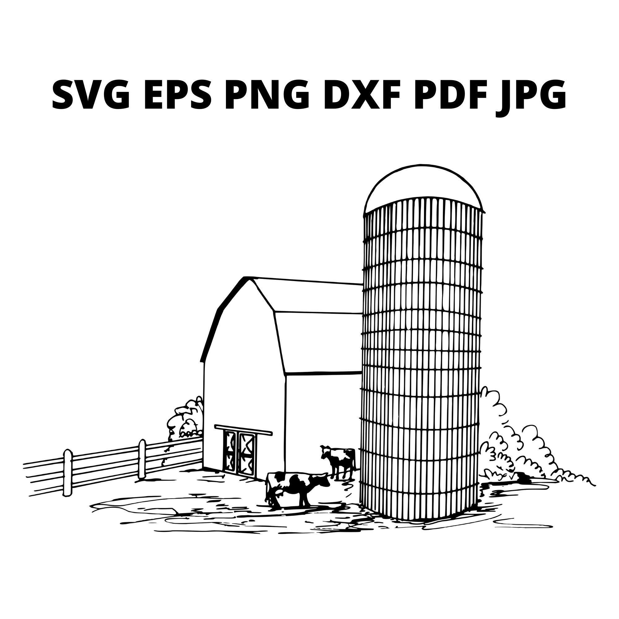 Farm Silo SVG Clipart Farm Building Line Drawing Image | Etsy India