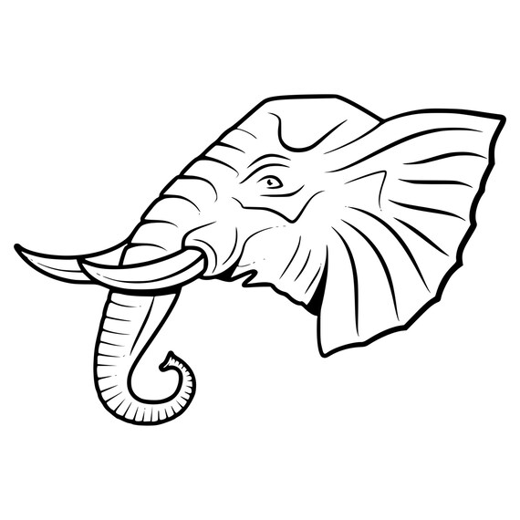 Elephant Head Clipart Black And White