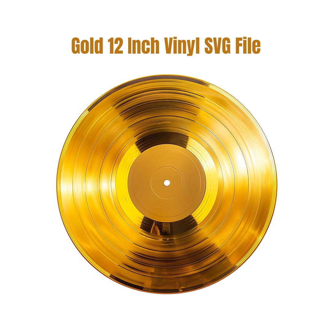 Gold Vinyl Record SVG Clipart, Realistic 12 Inch Vinyl SVG Download ...