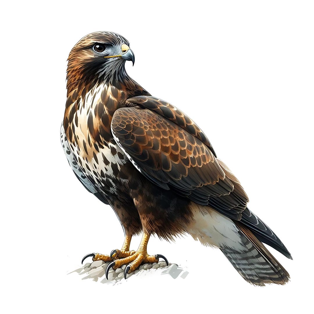 Brown Common Buzzard PNG Clipart, Watercolor Bird of Prey Collection ...