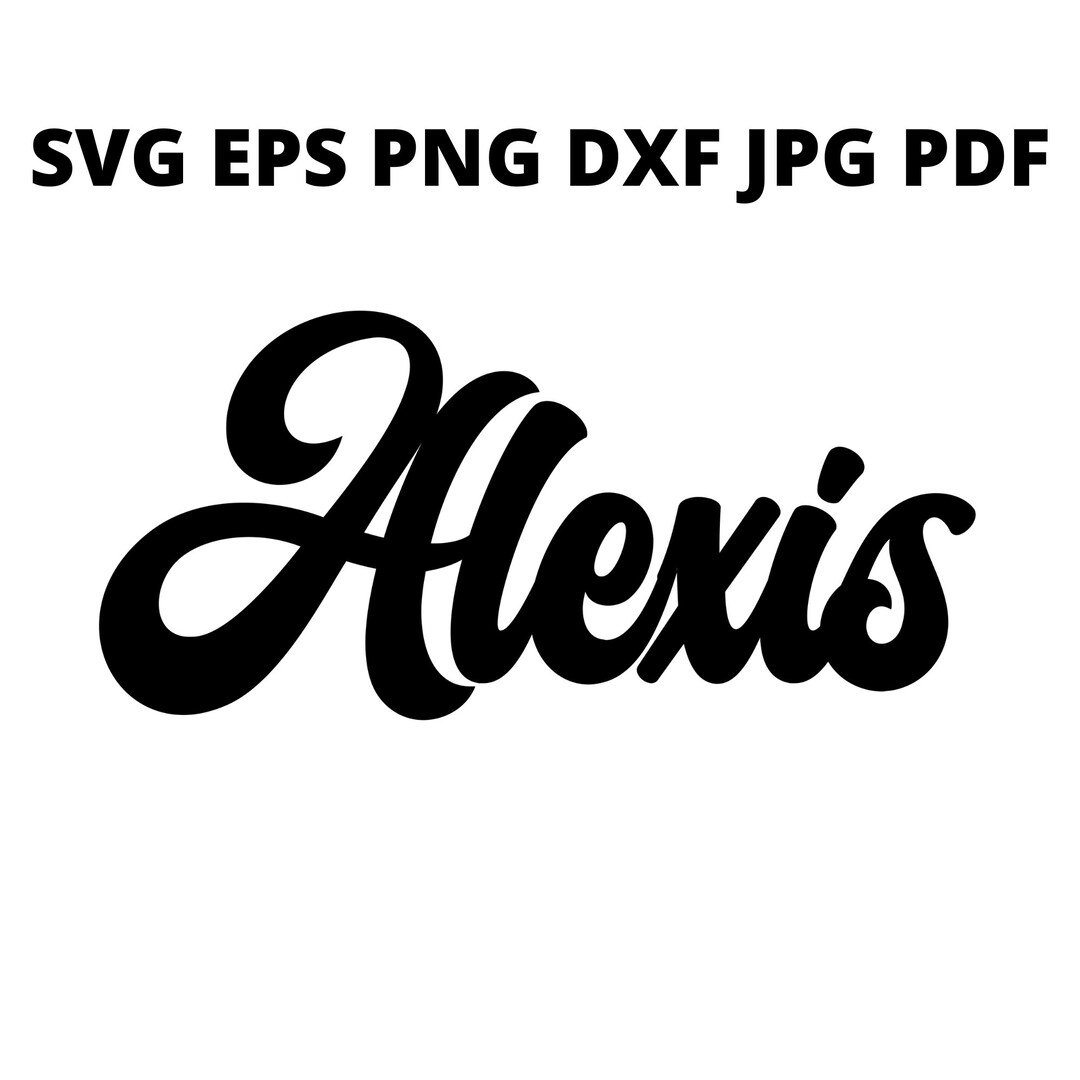 Black and White Alexis SVG Clipart Girl's Name Jpg - Etsy