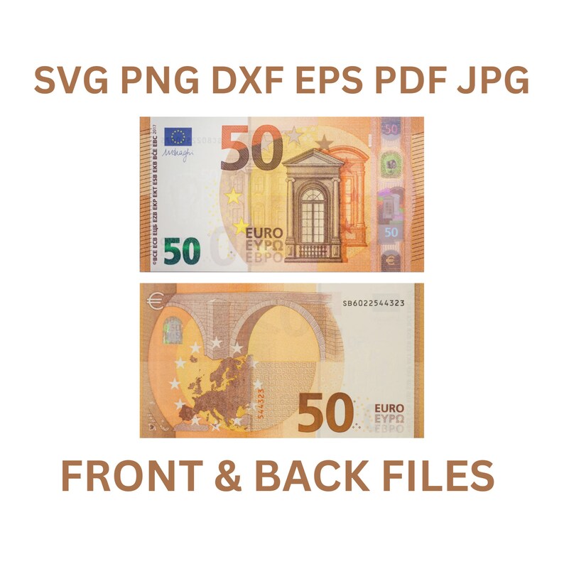 50 Euro Note FRONT & BACK SVG Clipart 50 Euros Cash Both - Etsy UK