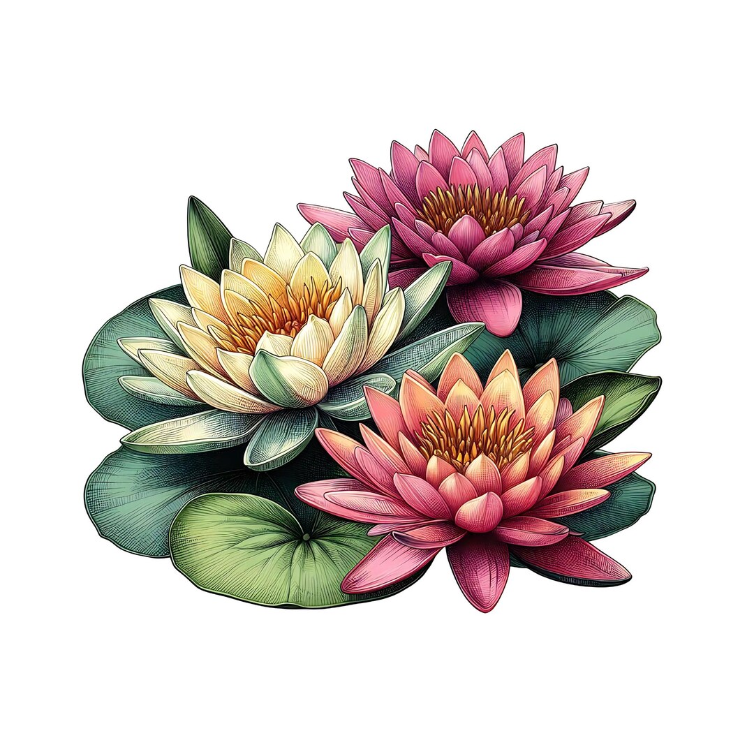 TRANSPARENT July Birth Month Flowers PNG Clipart, Watercolor Waterlily ...